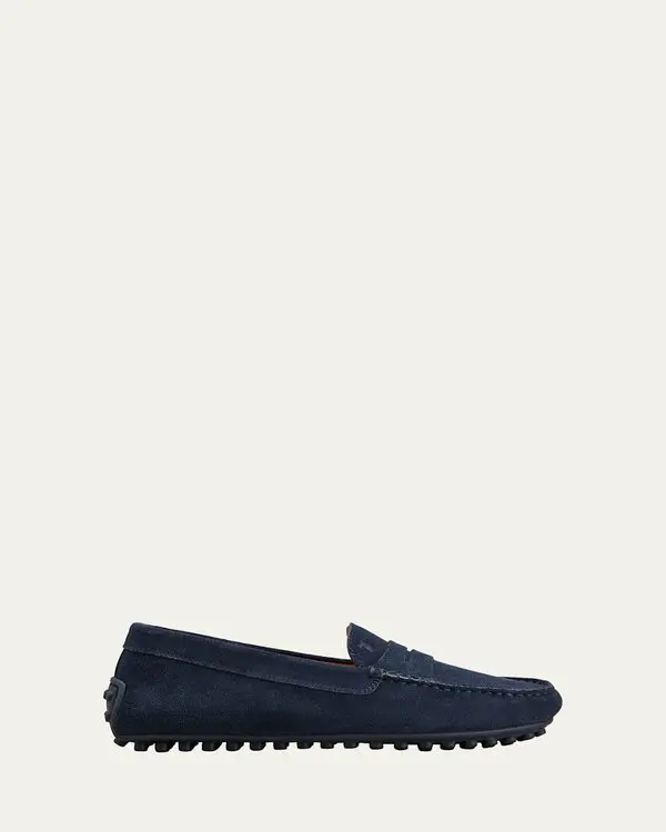 TOD'S Gommini Suede Penny Loafers - Blu Tuareg