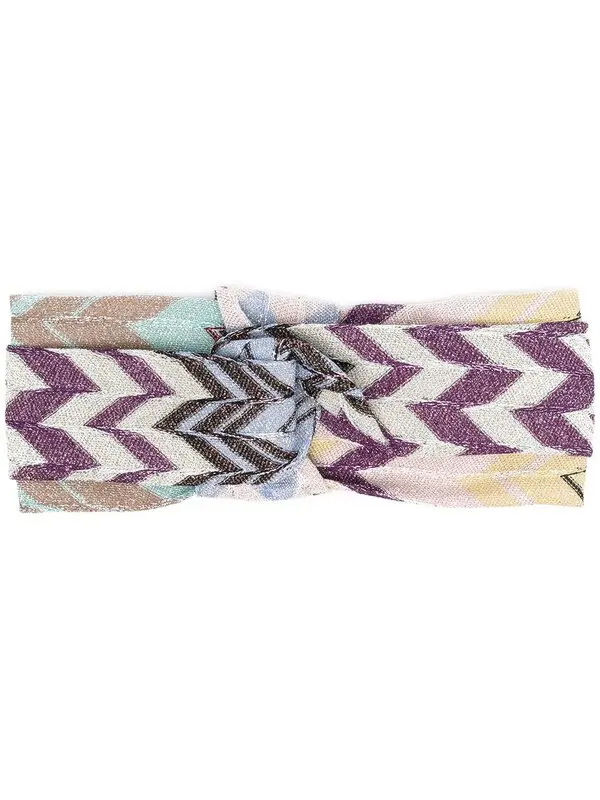 Missoni Chevron-Knit Twist-Detail Headband In Purple - 30  display picture 2