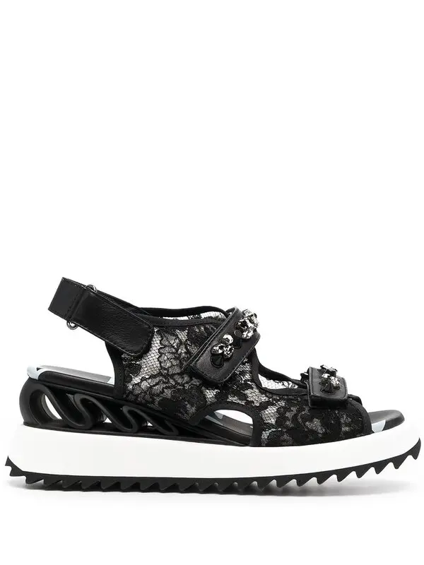 LE SILLA Lace And Crystal Sandals