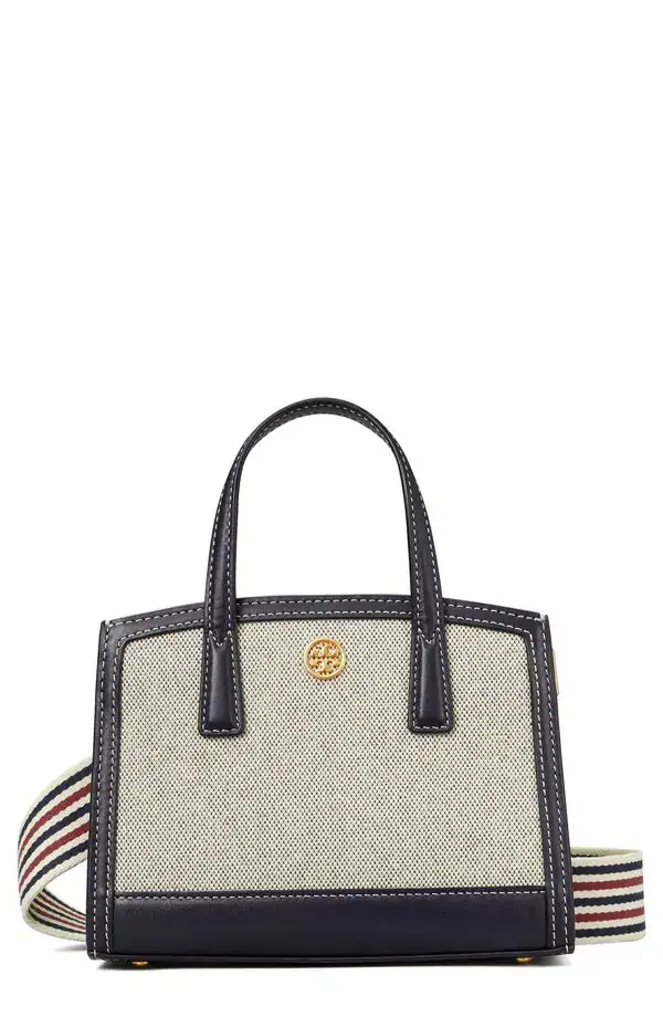 Tory Burch Walker Canvas Micro Satchel Blue Tory Navy Editorialist