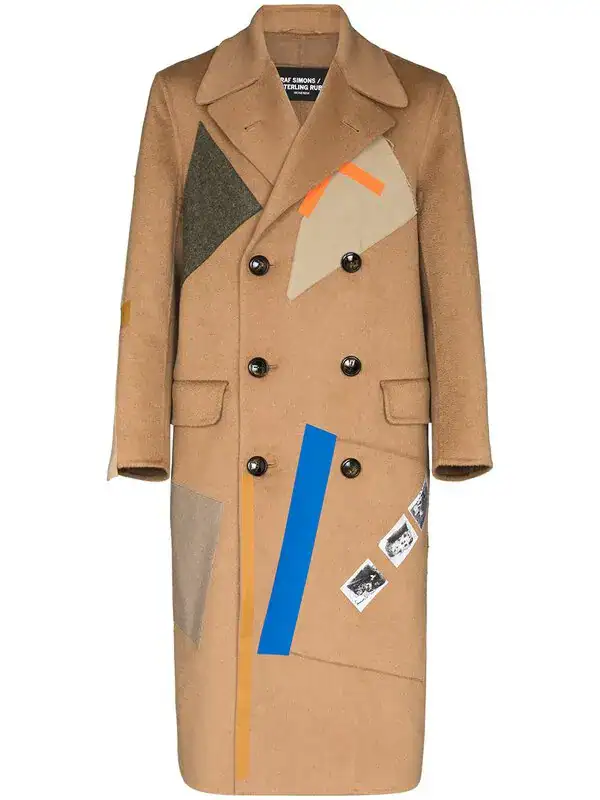 Raf Simons X Sterling Ruby Double-Breasted Coat In Brown - 69% Off