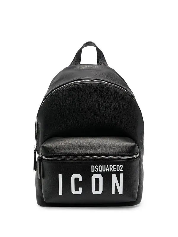 dsquared2 leather backpack with decorative patches and multiple pockets Made from checked wool cloth with leather details and a faux fur flap Dsquared2 Women Deep Red Leather