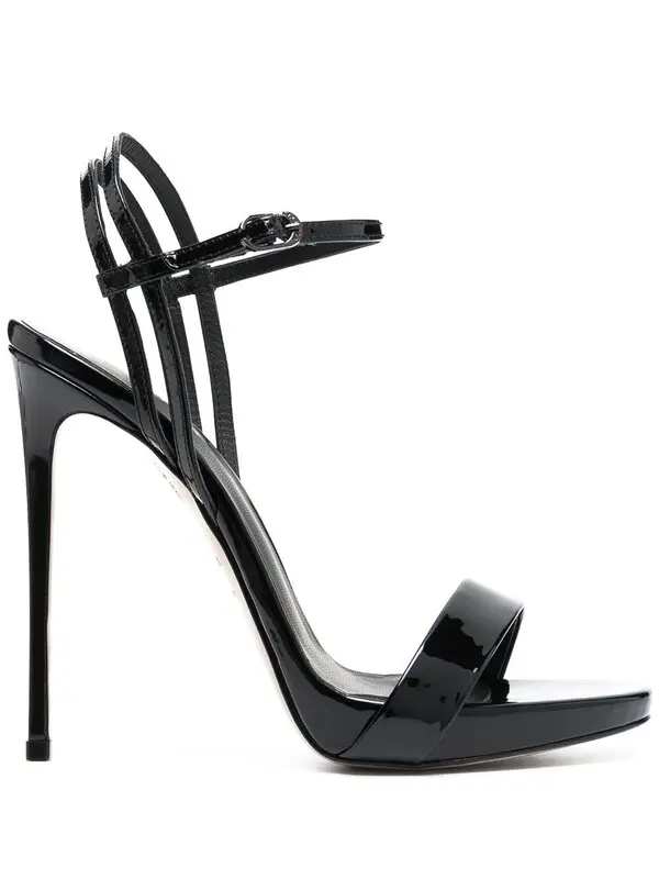 LE SILLA Gwen Patent-leather Stiletto Sandals - Black