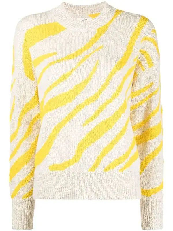 Isabel Marant Genna Zebra-Print Jumper In Neutrals 50% Off