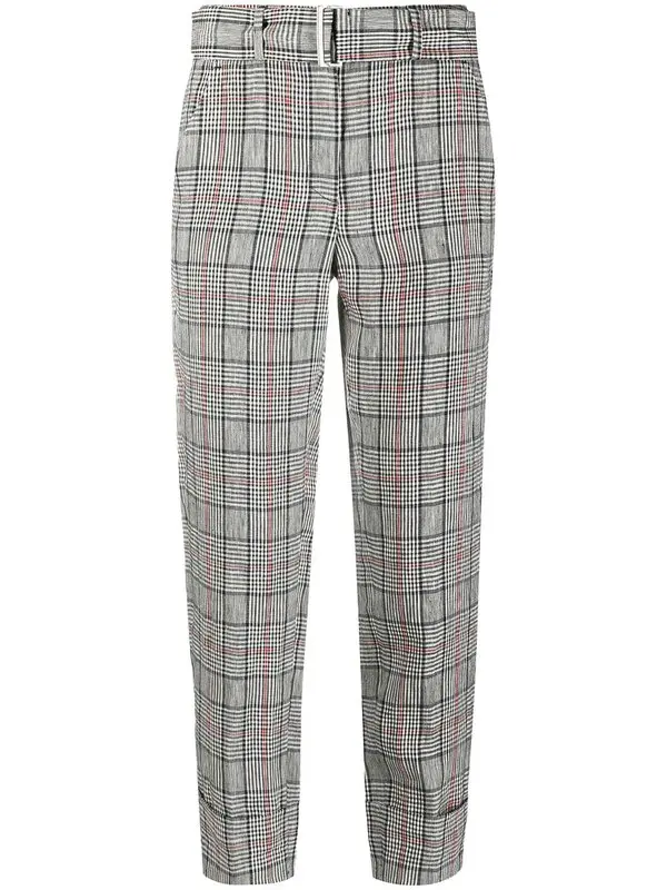 Peserico Check-Print Linen Trousers - White | Editorialist