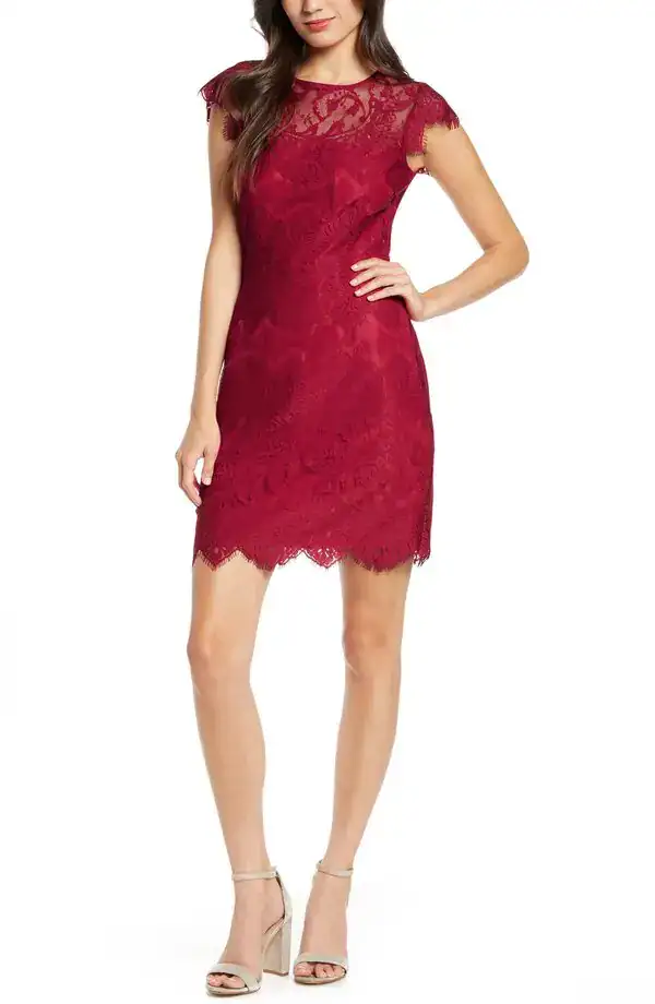 Bb Dakota X Steve Madden Bb Dakota Jayce Lace Sheath Cocktail Dress In  Scooter Red - 60% Off