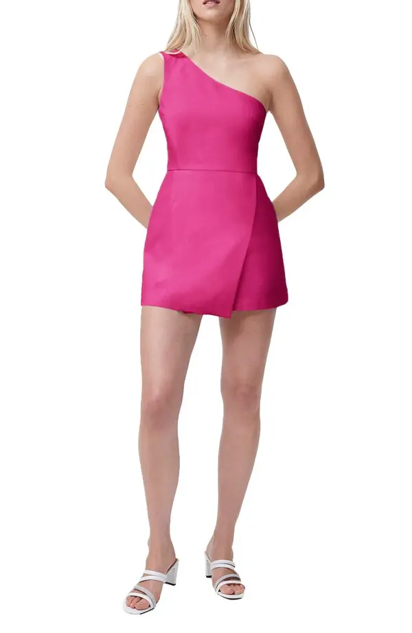 french connection whisper one shoulder dress $148 French Connection Women's White Whisper One-Shoulder Envelope Dress US  4