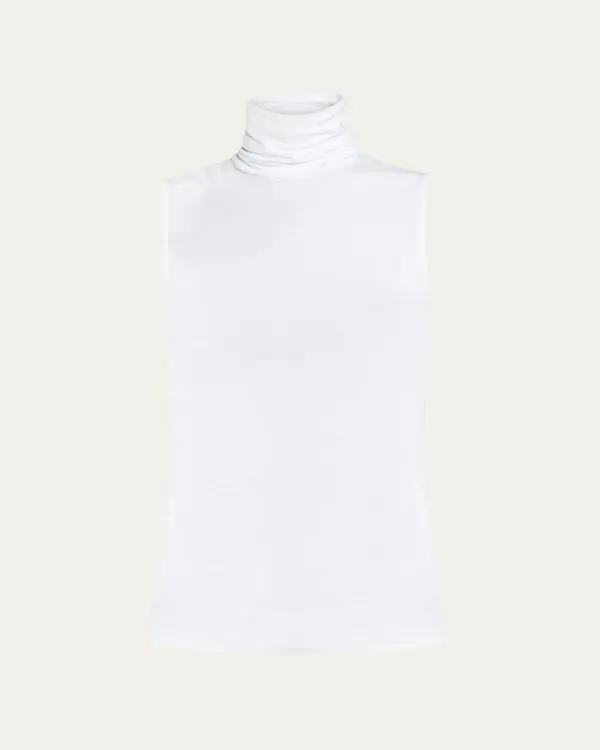 Majestic Filatures Soft Touch Viscose Turtleneck Top - Blanc 001