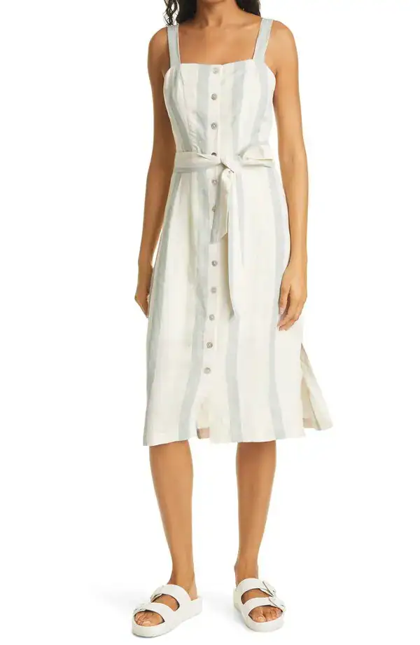 chinese dress ladies Midi Linen Dress Maceio in Cobalt Blue main image 1