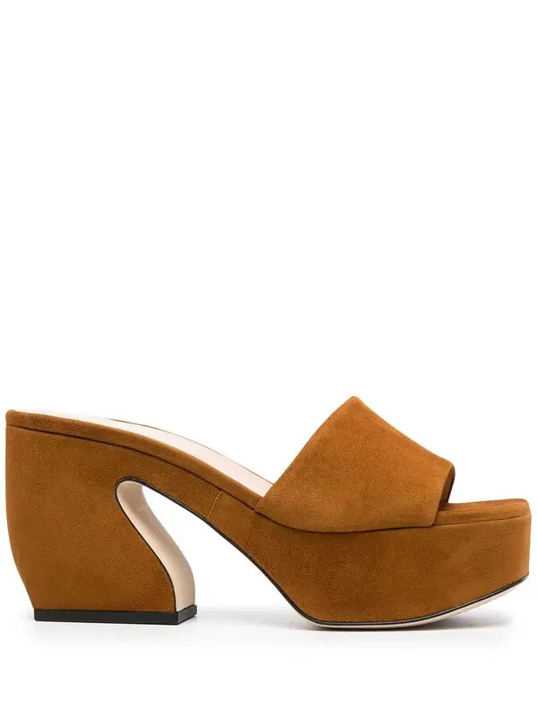 SERGIO ROSSI Chunky-heel Suede Sandals - Brown
