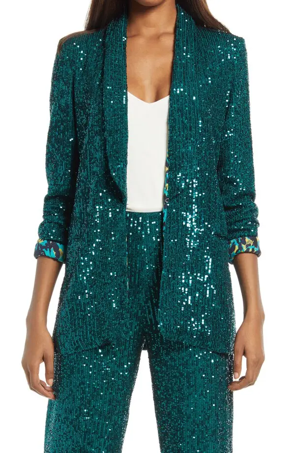 One33 Social Sequin Jacket Green Editorialist