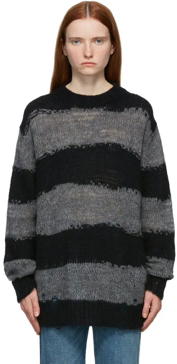 Acne Studios Exclusive Purple & Beige Kalia Block Stripe Sweater 