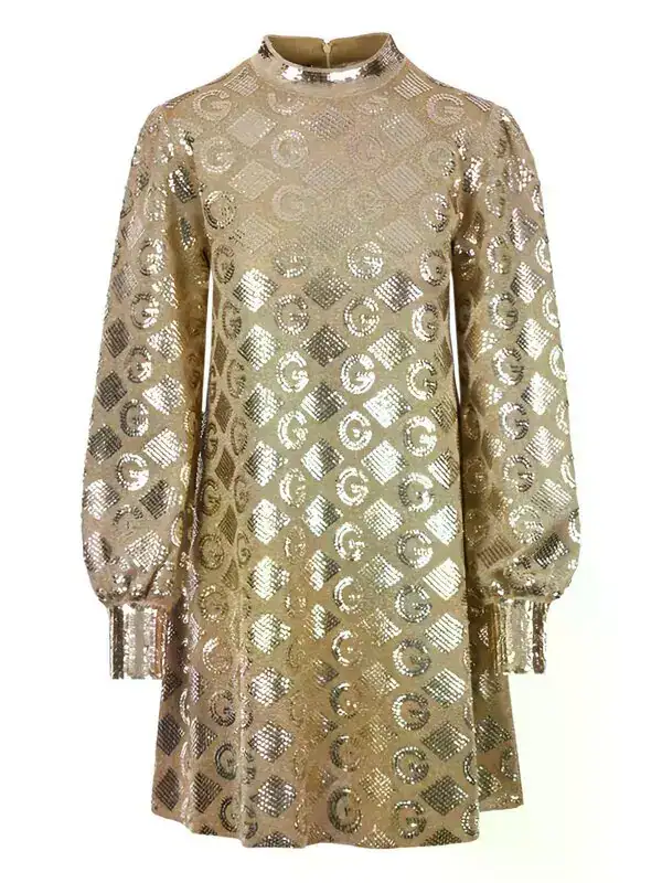 Gucci Lam G Rhombi Jacquard Dress In Gold - 10% Off | Editorialist