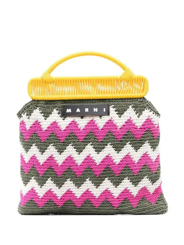 Marni Frame Zigzag Crochet Bag - Green | Editorialist