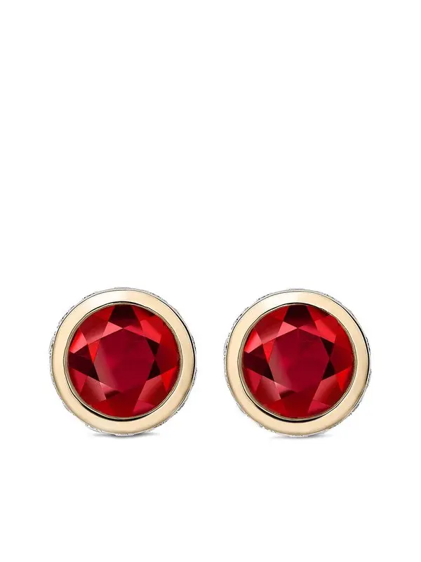 PRAGNELL 18kt Yellow Diamond And Ruby Stud Earrings