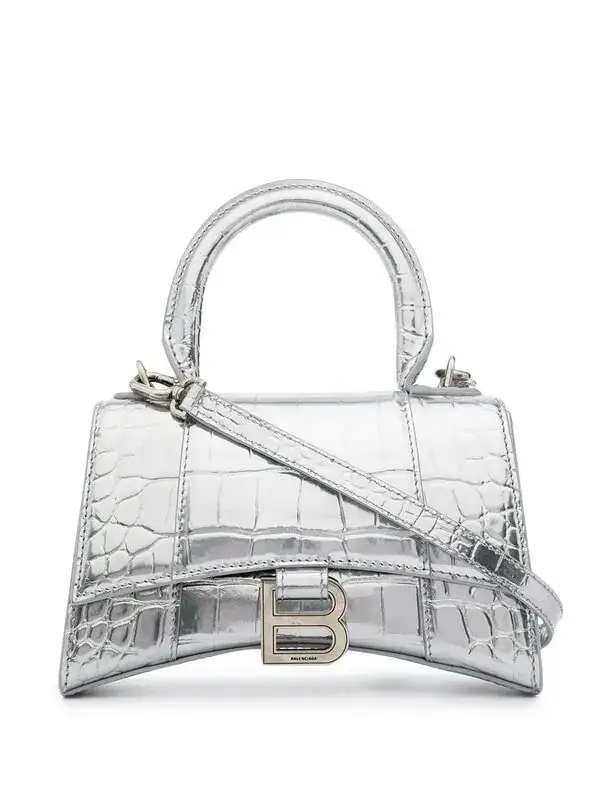 Balenciaga Hourglass Top Handle Xs Bag - Silver | Editorialist