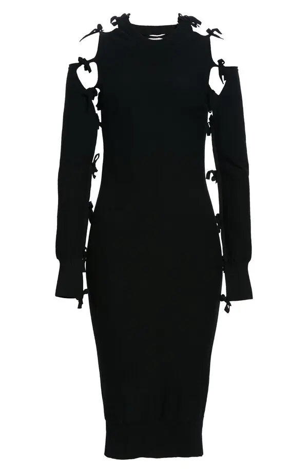 Sansovino 6 Tie Trim Cold Shoulder Long Sleeve Sweater Dress - Black ( Nordstrom Exclusive) | Editorialist