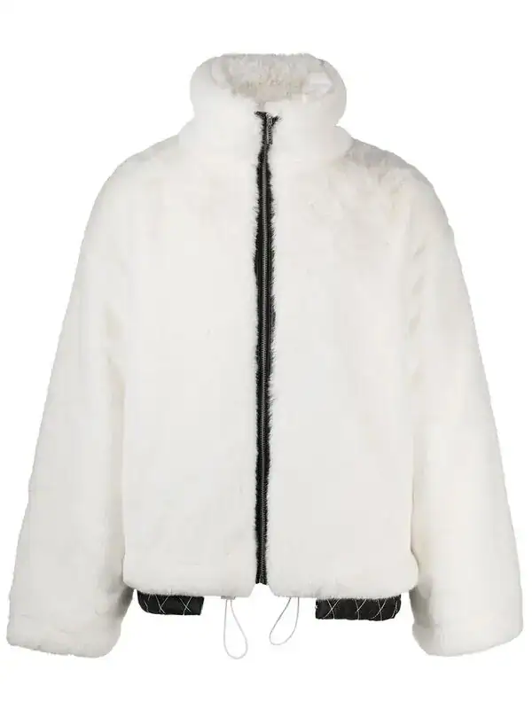 Goodboy Oversized Faux Fur Bomber Jacket In White 30% Off