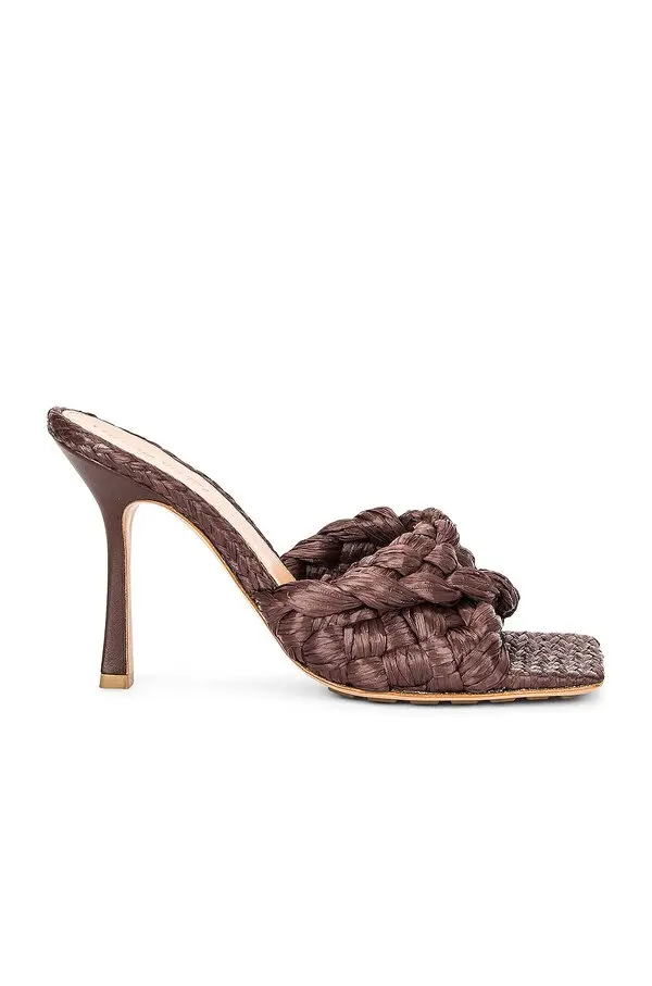 Bottega Veneta Raffia Stretch Mules - Bitter Chocolate