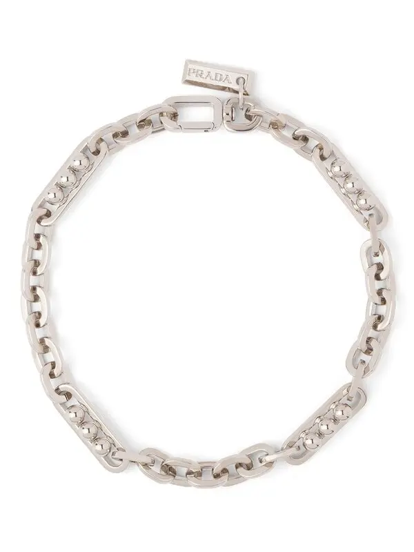Prada Ball Chain Necklace - Silver | Editorialist
