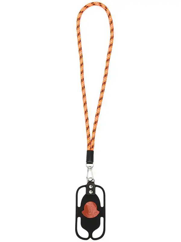 MONCLER LANYARD COO ブラック ケース　TG UNI Moncler Logo-Patch Lanyard-Strap Phone Case In Black - 50% Off