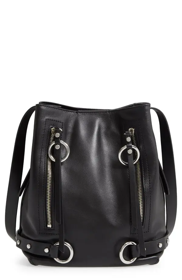 Rebecca Minkoff Jett Leather Bucket Bag Black Editorialist