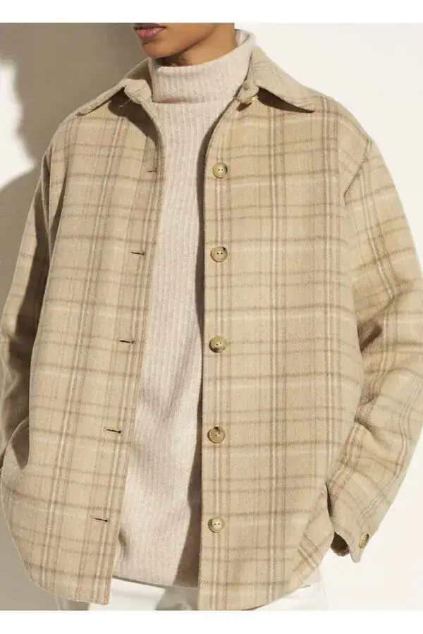 Vince Plaid Padded Shirt Jacket In Natural 60% Off Editorialist