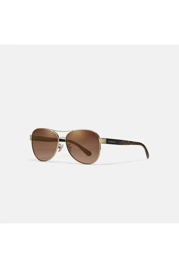 Coach Signature Pilot Sunglasses - Gold | Editorialist display picture 1