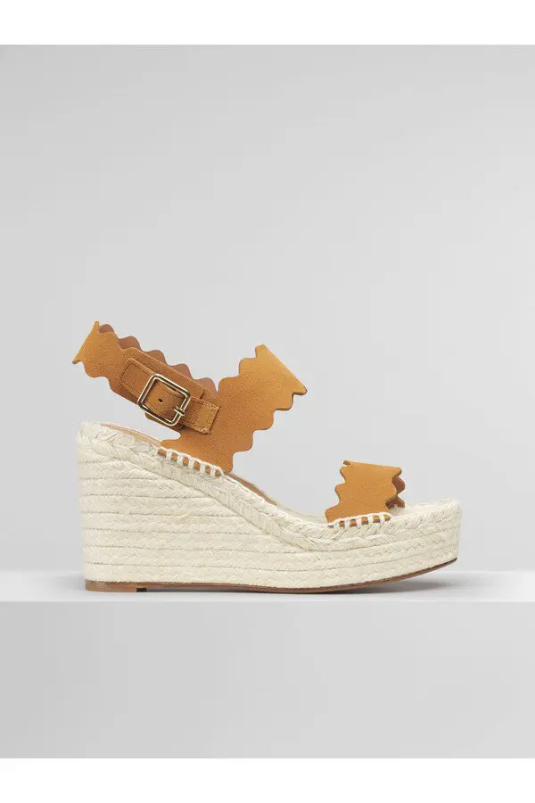 Chloé Lauren Espadrille Wedge Sandals Brown Editorialist