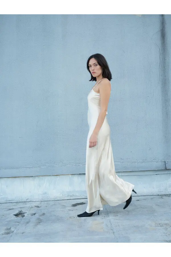 Veda Frankie Silk Dress Ghost In Neutral - 74% Off | Editorialist