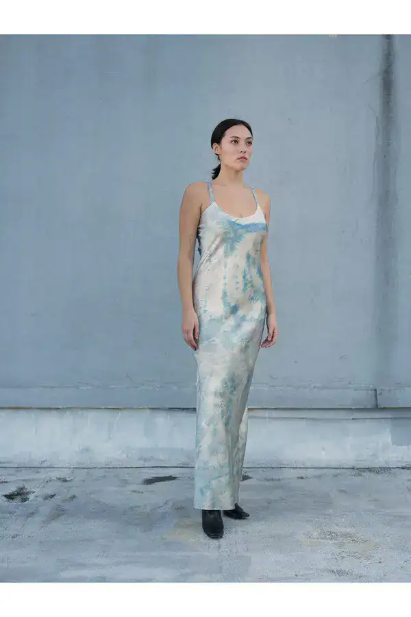 stain silk dress Veda Frankie Silk Dress Indigo Stain In Red - 74% Off