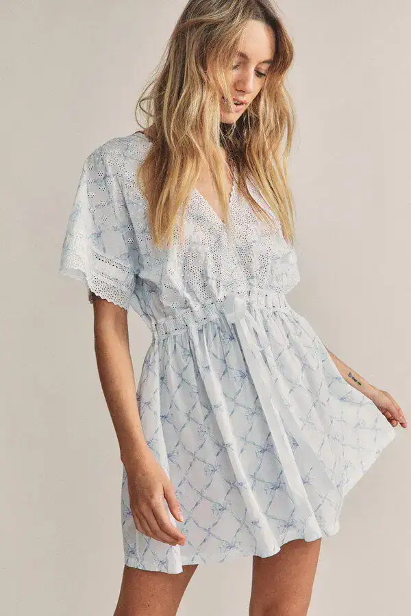 loveshackfancy mini iona dress LOVESHACKFANCY Mini Iona Dress Blue Tie Dye