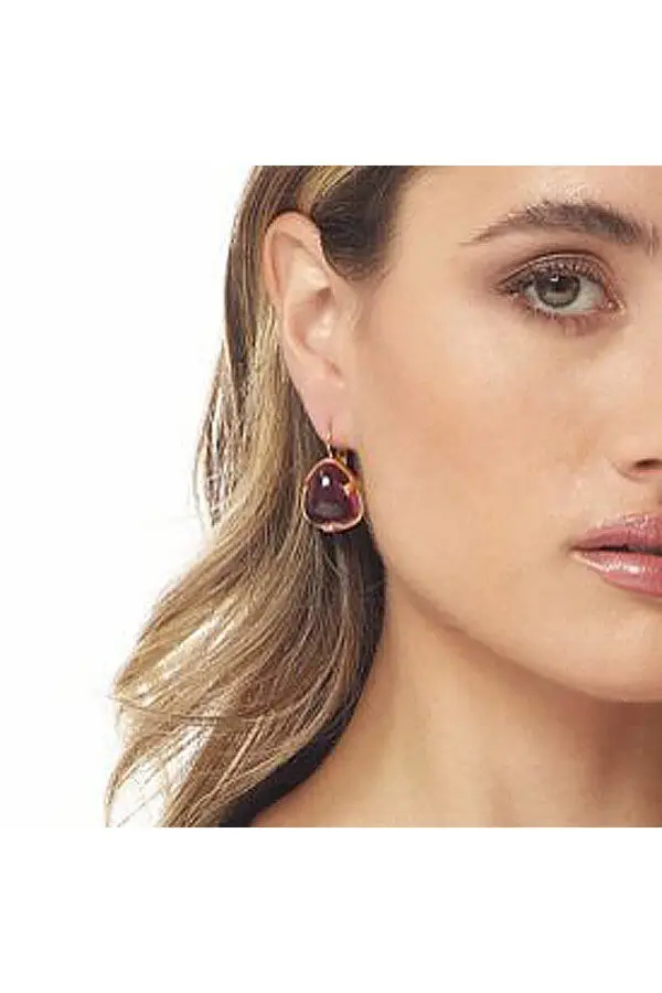 KENNETH JAY LANE Amethyst Glass Earrings - Gold