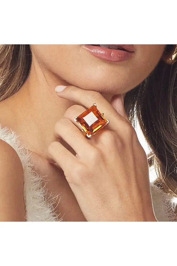 KENNETH JAY LANE Topaz Square Stone Ring - Lime
