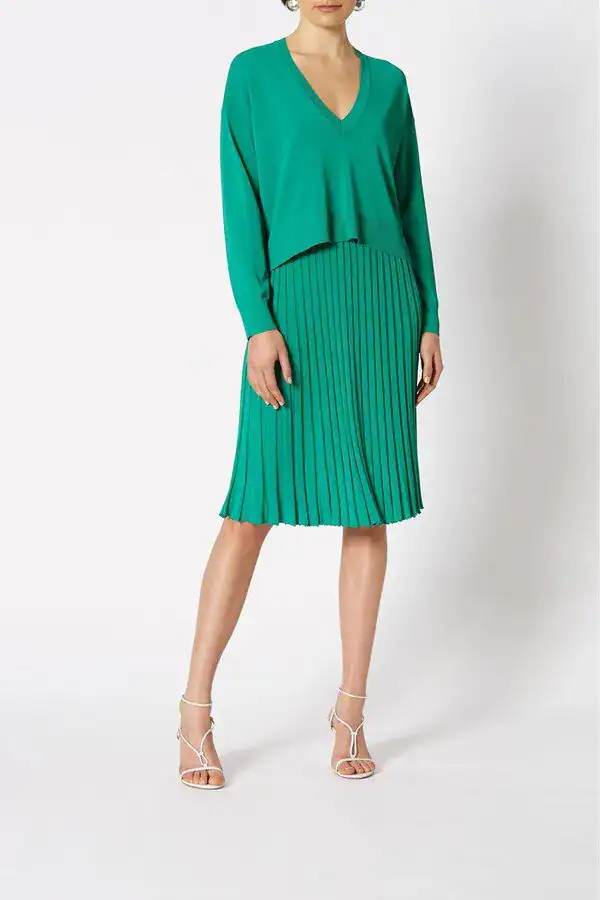 Scanlan Theodore Pleated Rib Skirt 16 Verde - Green | Editorialist