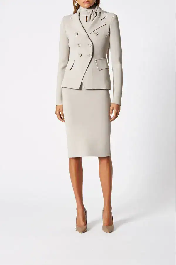 Scanlan Theodore Crepe Knit Tailored Jacket Neutral Pink