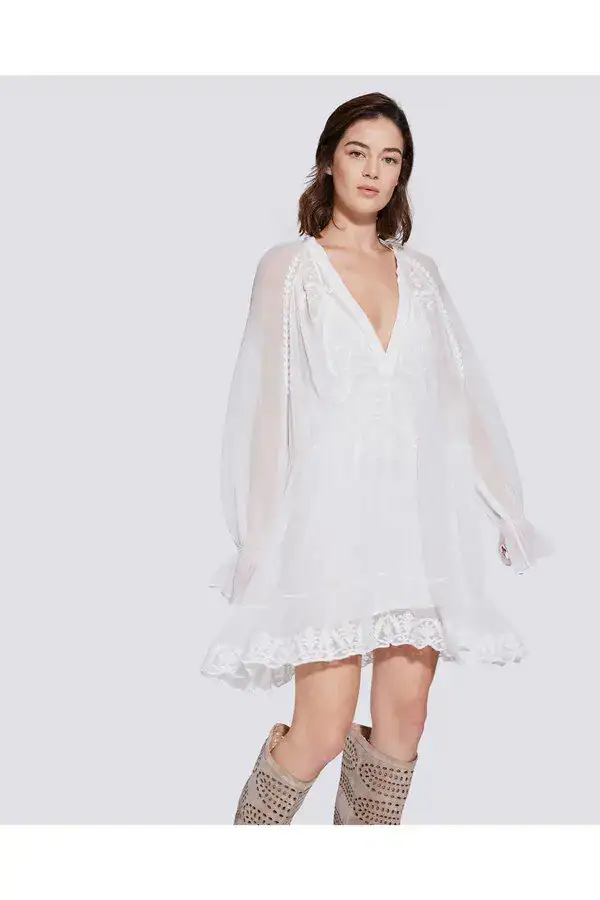 Iro Paris Joko Embroidered Sheer Dress In White - 50% Off | Editorialist
