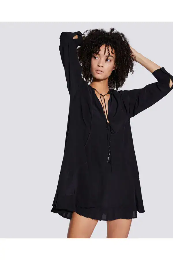 Iro Paris Trony Ruffle Silk Mini Dress In Black - 50% Off | Editorialist