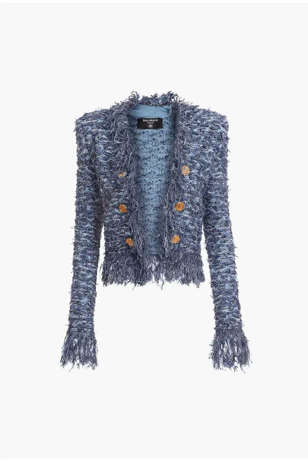 Balmain Tweed Jacket With Fringe And Gold-Tone Double