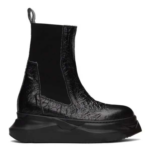 Buy Rick Owens Black Crinkle Abstract Beetle Chelsea Boots - 999 