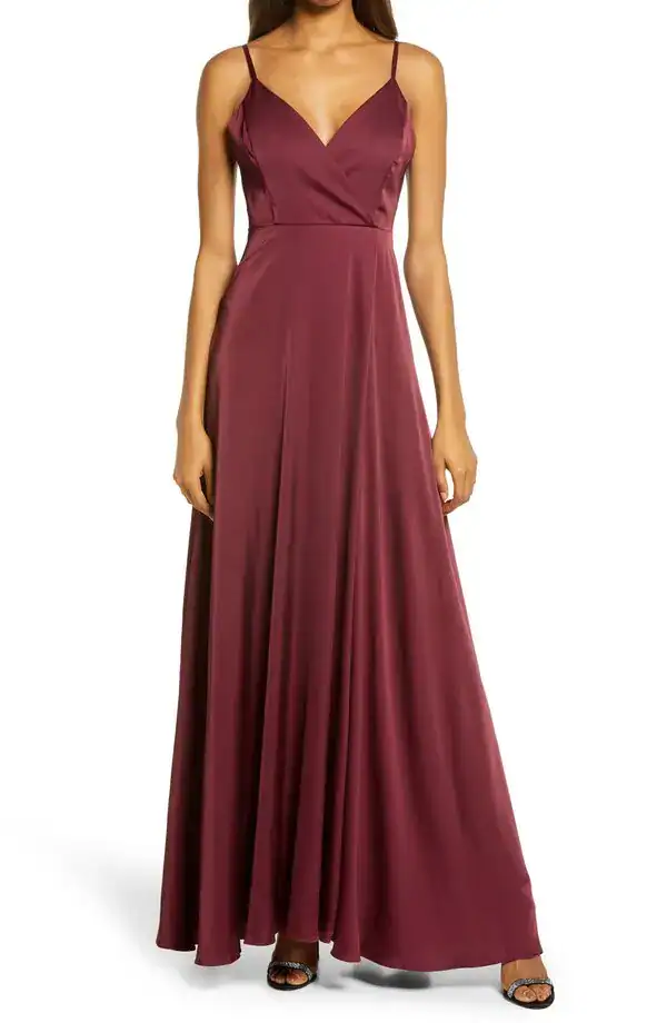 Lulus Ode To Love Satin Evening Gown - Burgundy