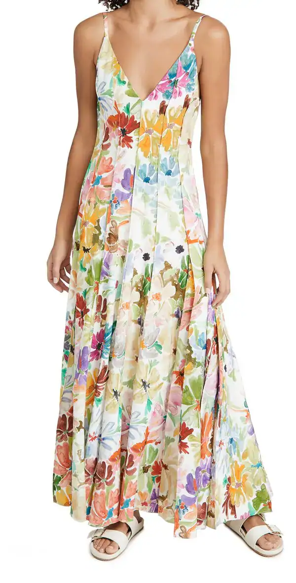 rosie assoulin million pleats dress Rosie Assoulin Million Pleats V Neck Dress In Natural - 85% Off