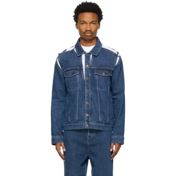 Y/Project Blue Denim Classic Peep Show Jacket In Navy - 52% Off 