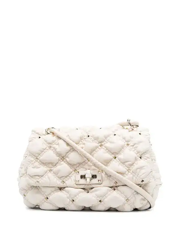 Valentino Garavani Rockstud Quilted Shoulder Bag In Neutrals  display picture 2
