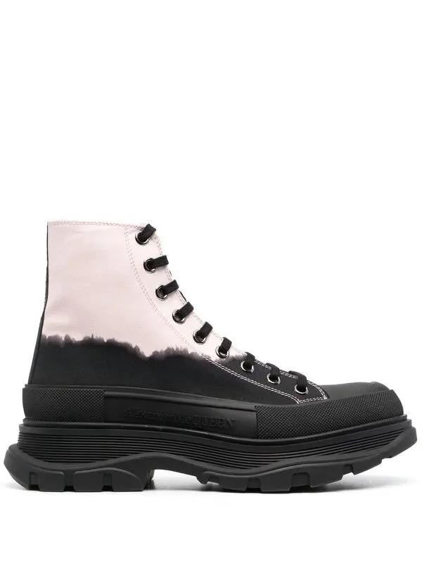 Alexander Mcqueen Two-Tone Lace-Up Boots In Blue - 30% Off  display picture 2