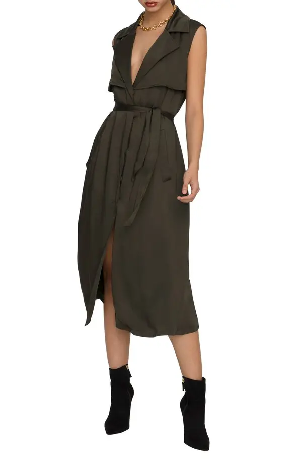 good american green dress Good American Long Sleeve Cutout Pliss Dress -