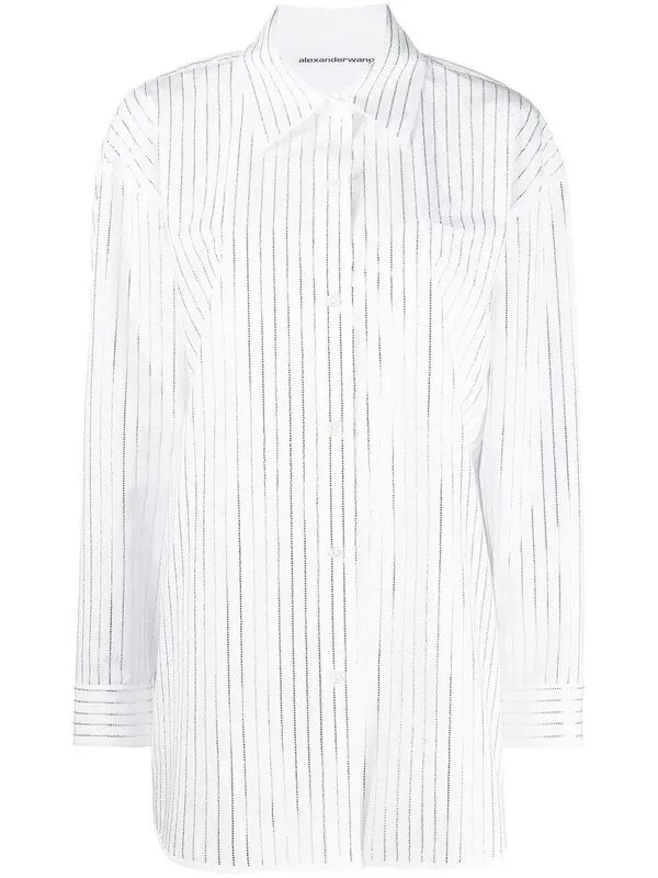 Alexander Wang Crystal Embellished Hotfix Button Down Shirt - White ...