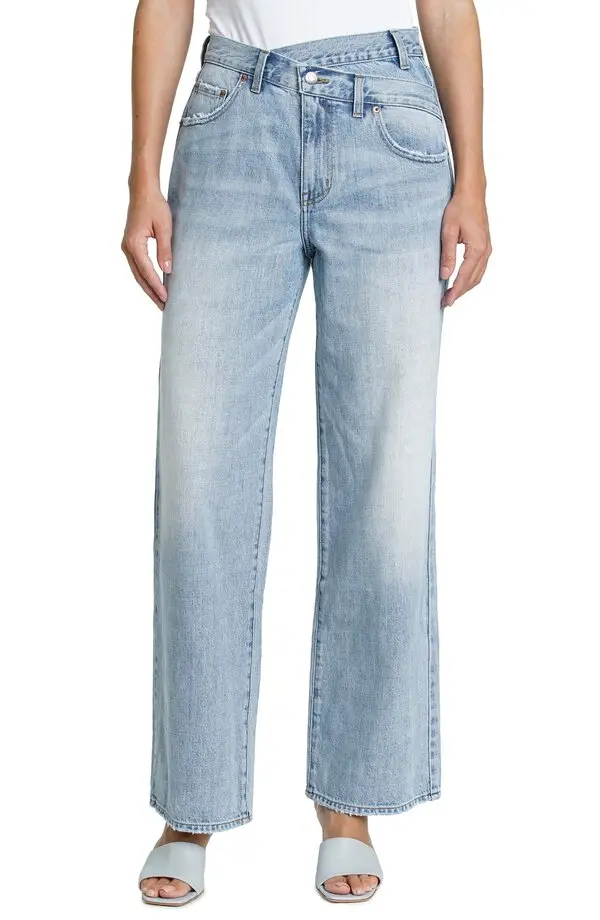 Pistola Bobbie High Rise Wide Leg Jean - Encinitas Distressed