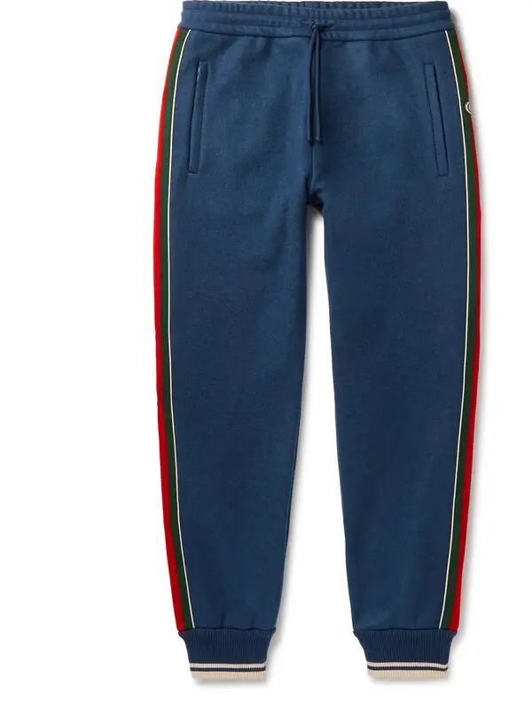 Gucci Tapered Logo-Jacquard Webbing-Trimmed Cashmere-Blend 