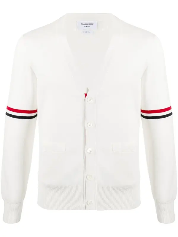 Thom Browne Tricolour 4-bar Cardigan - White
